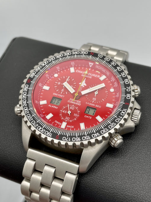 Chase-Durer Fighter Command Alarm Chronograph Red Dial 42mm Stainless ...