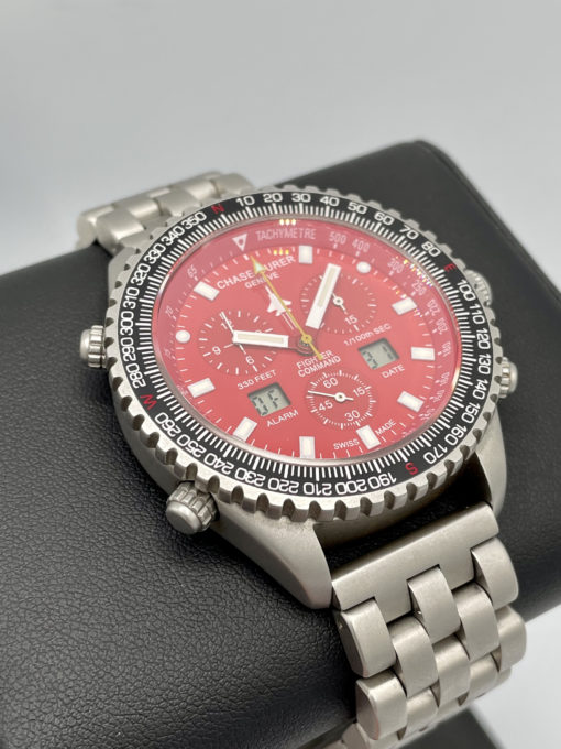 Chase-Durer Fighter Command Alarm Chronograph Red Dial 42mm Stainless ...