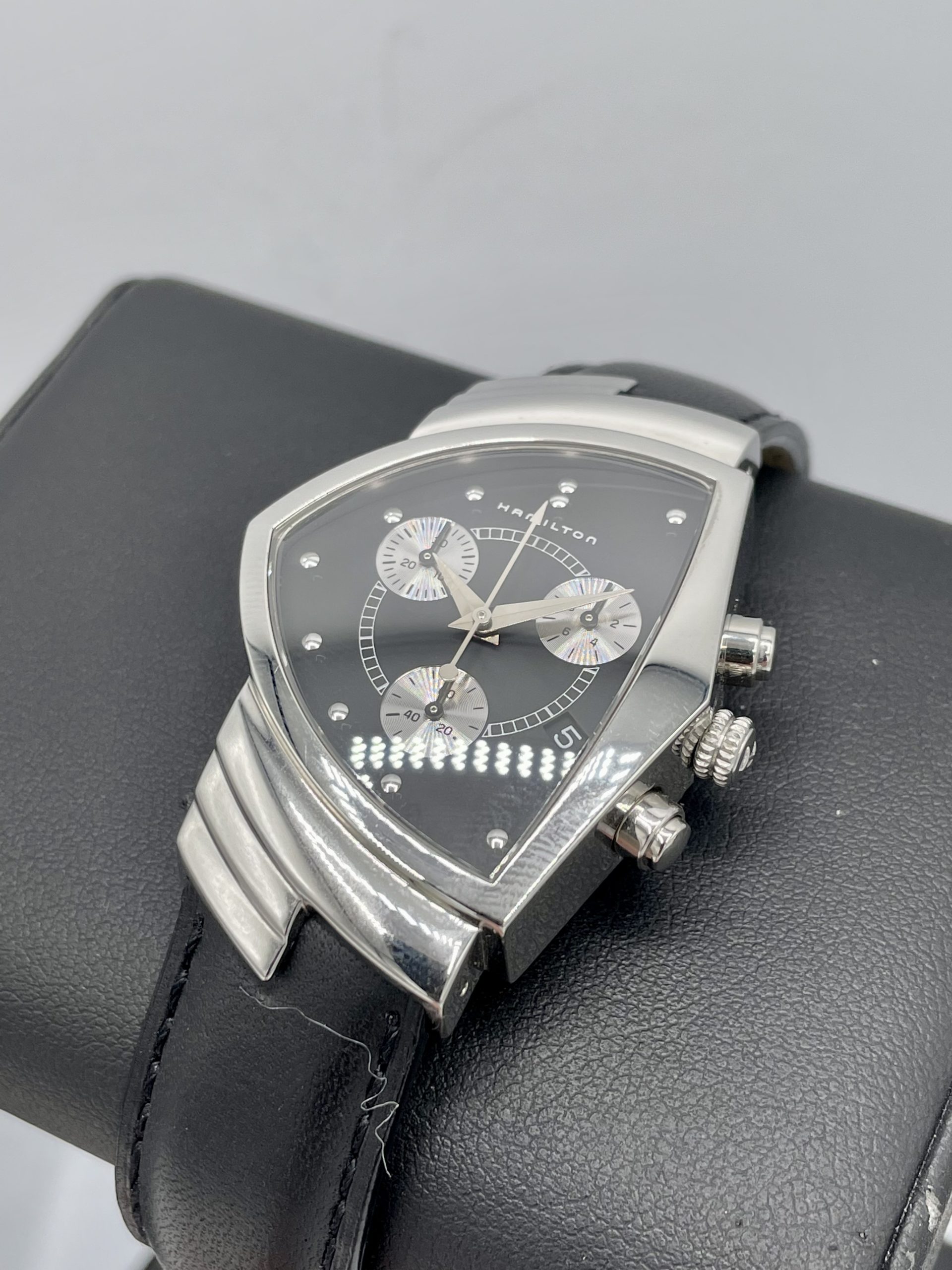 Hamilton Ventura Chrono Quartz Men In Black H24412732 33mm Swiss ...
