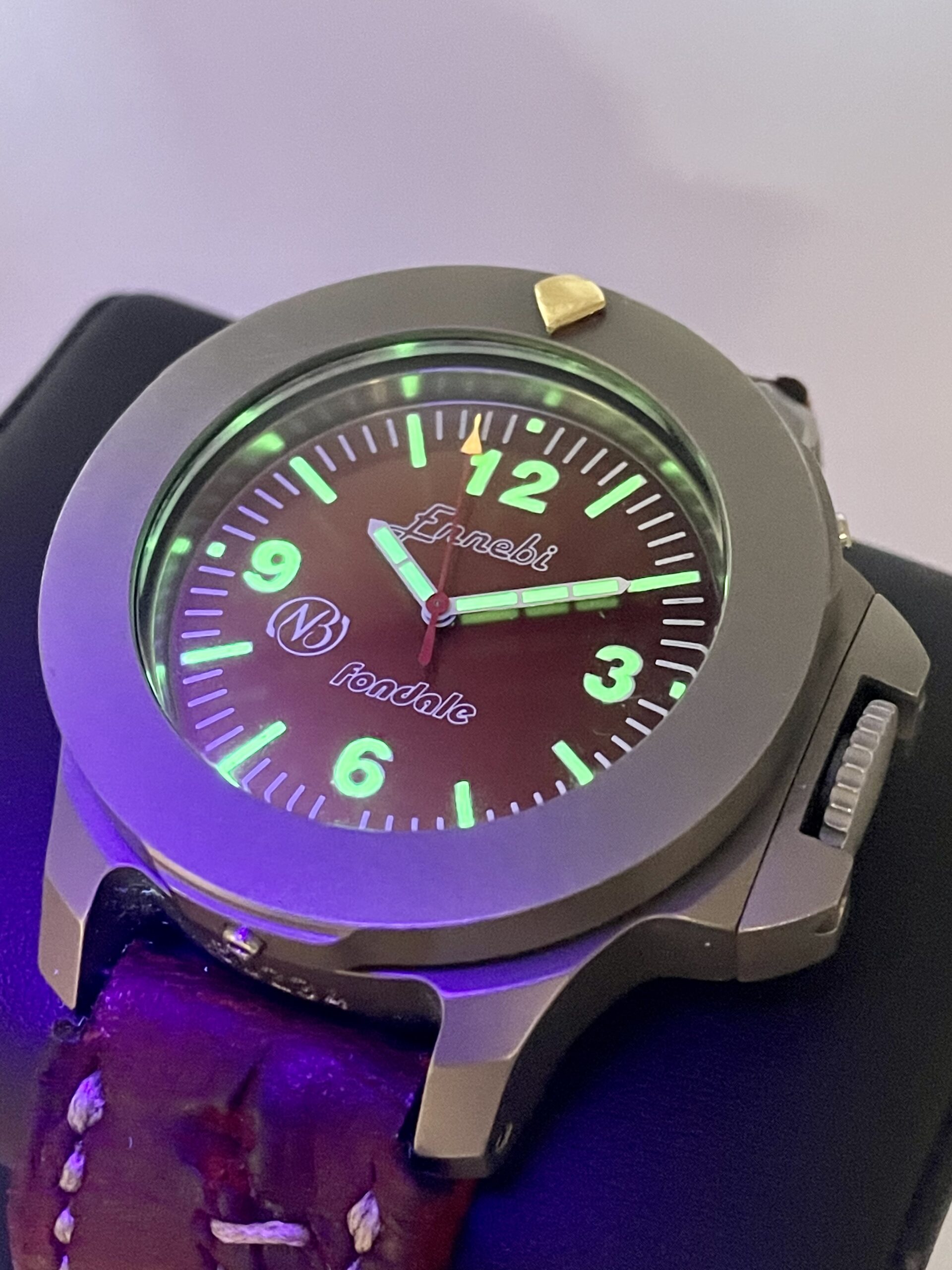 ENNEBI FONDALE 9640 Triple LOGO Burgundy Swiss Automatic Titanium 47mm ...