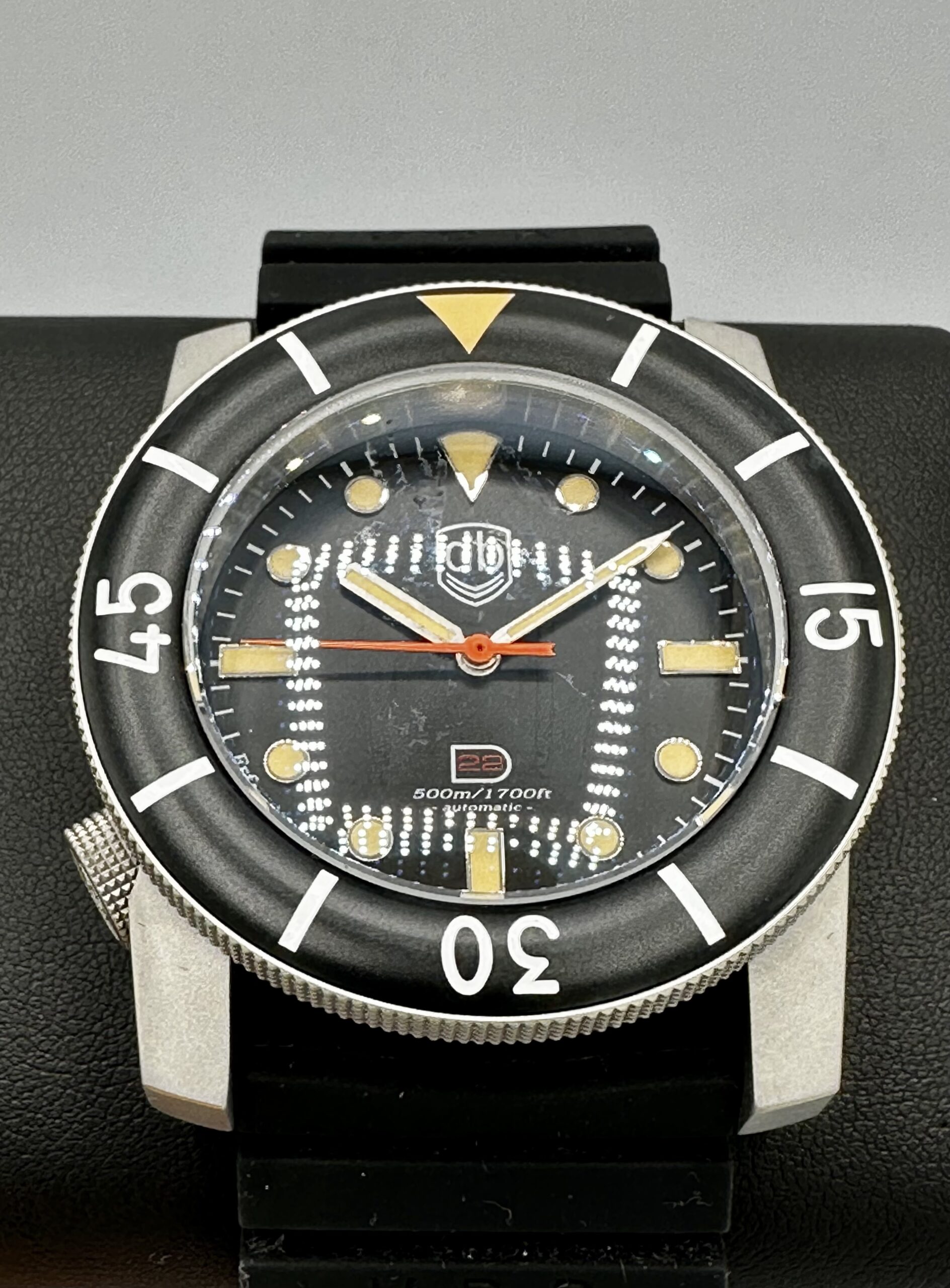 Brand New Vintage VDB D22 Blasted Steel 47mm Swiss Automatic 500m Diver ...