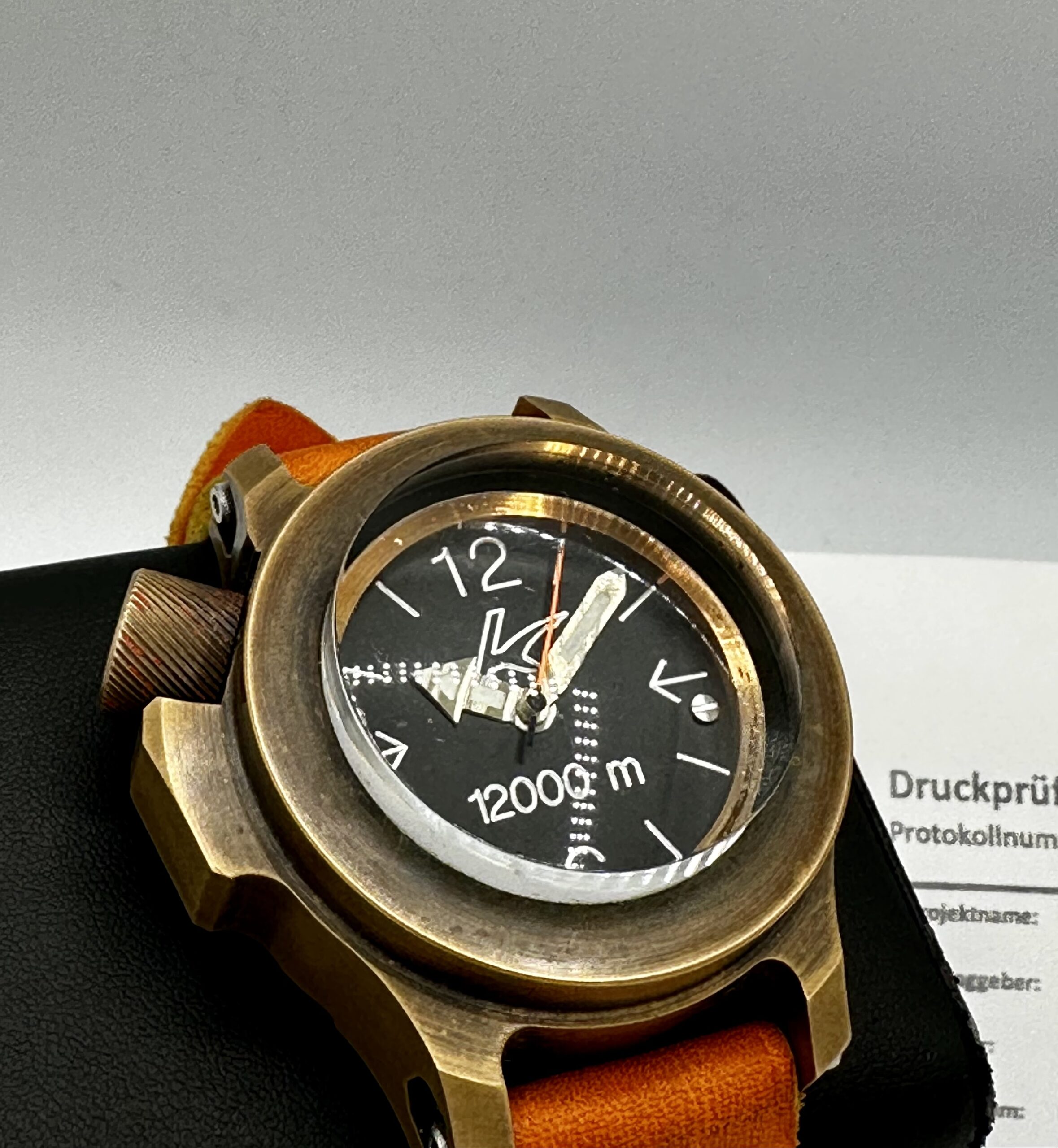 KAVENTSMANN HADAL II 12000M BRONZE SWISS AUTOMATIC BLACK & ORANGE DIAL ...
