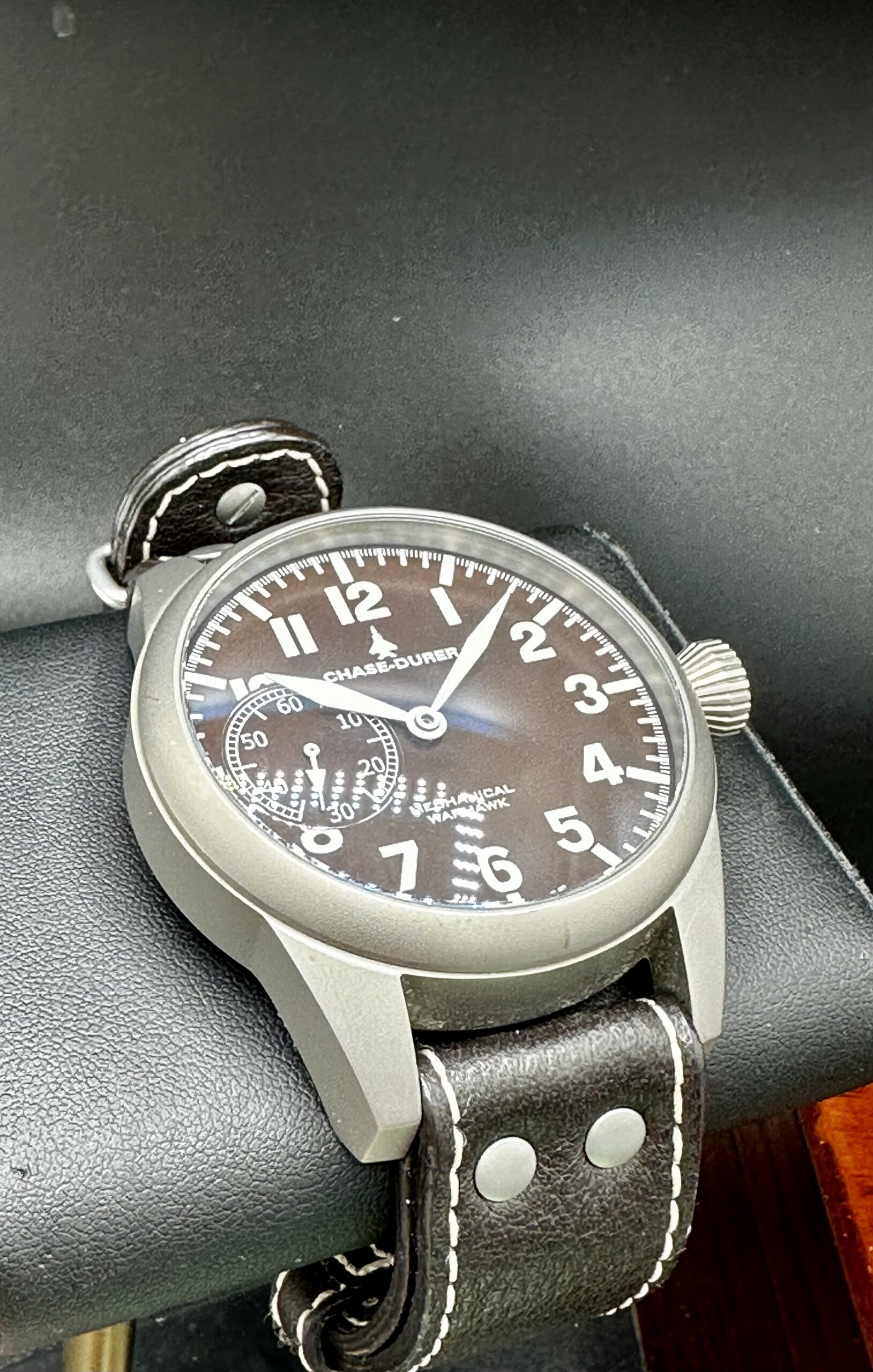 Chase Durer Warhawk Mechanical Pilot 50mm Titanium Case Swiss Unitas ...