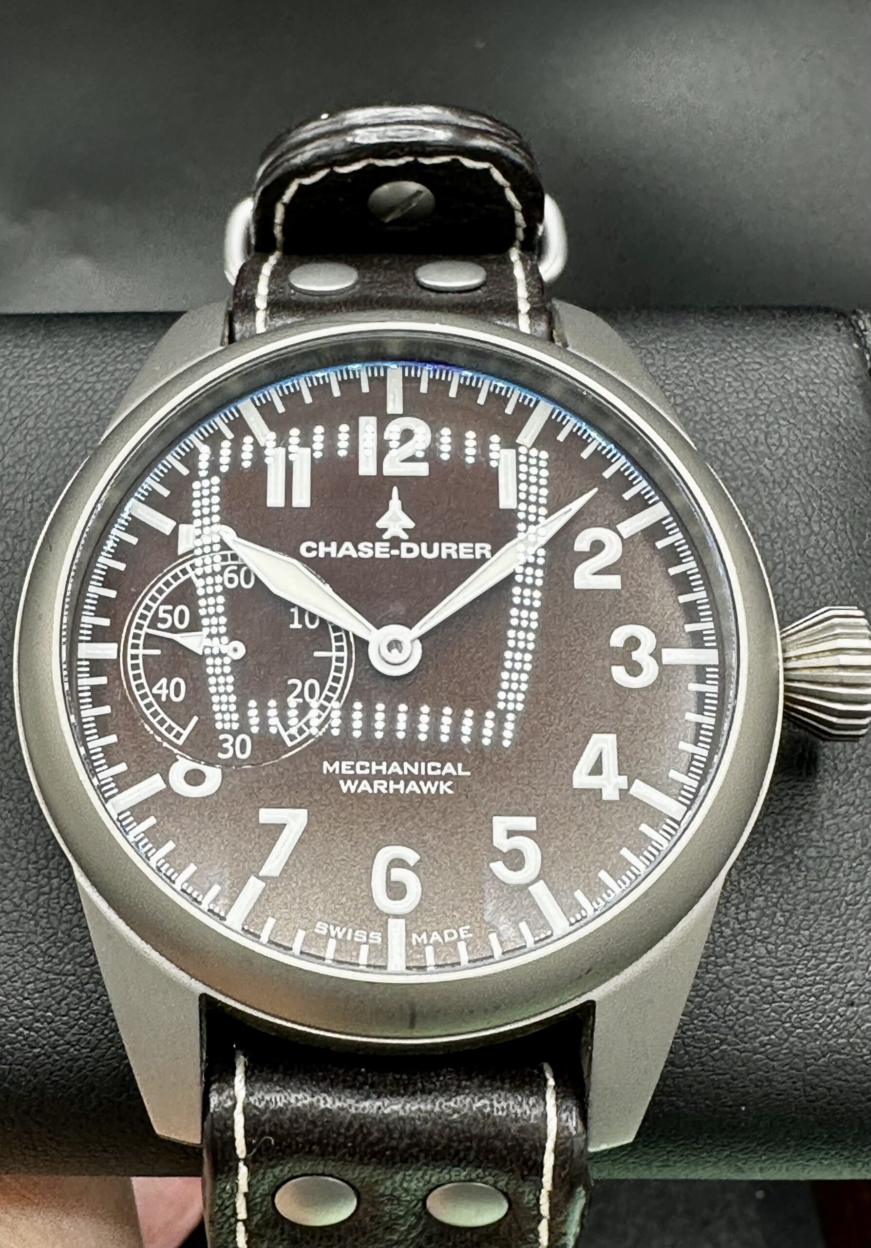 Chase Durer Warhawk Mechanical Pilot 50mm Titanium Case Swiss Unitas ...