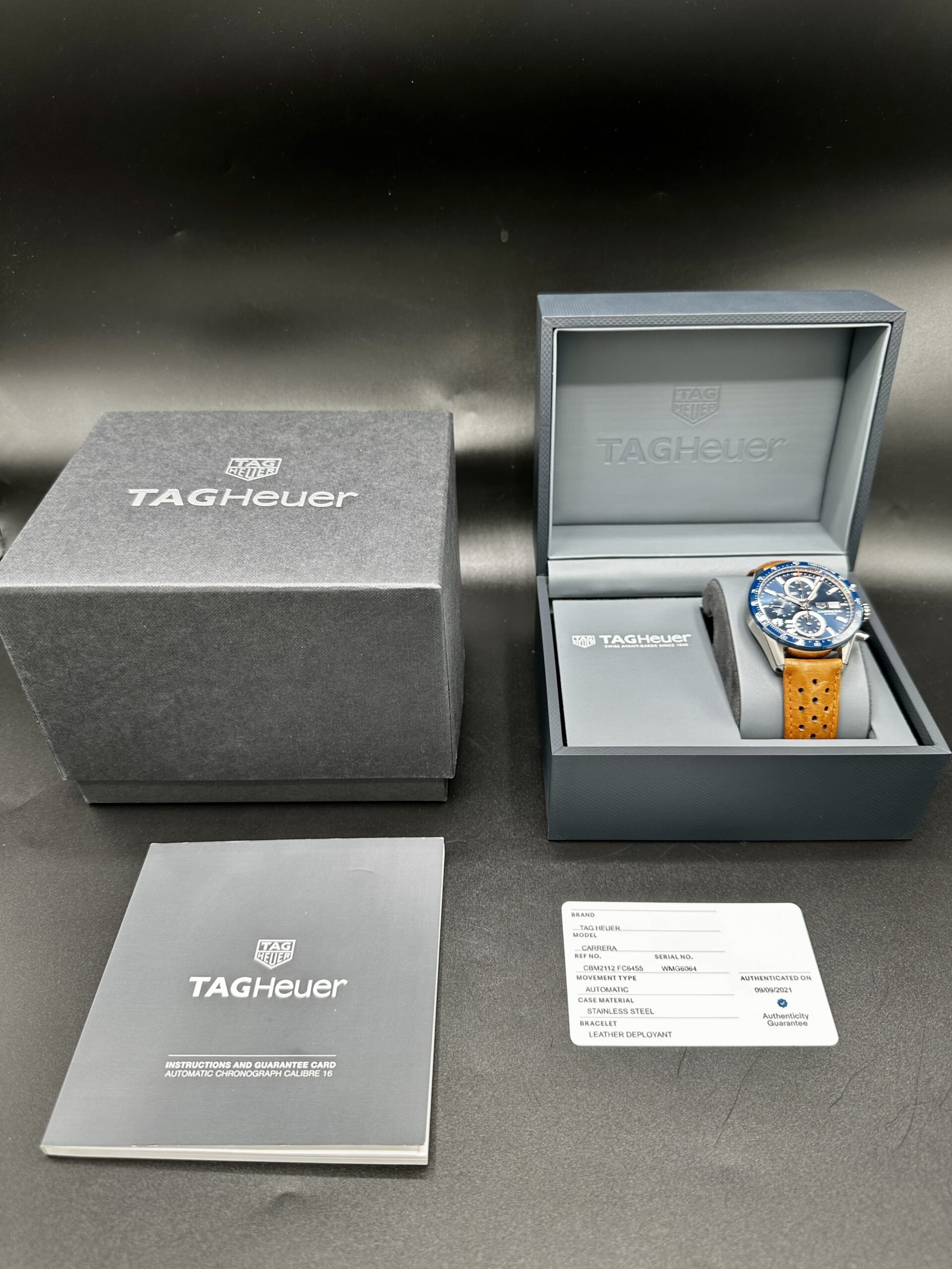 TAG HEUER CARRERA Chronograph CALIBRE 16 Swiss Automatic 41mm Blue Dial ...