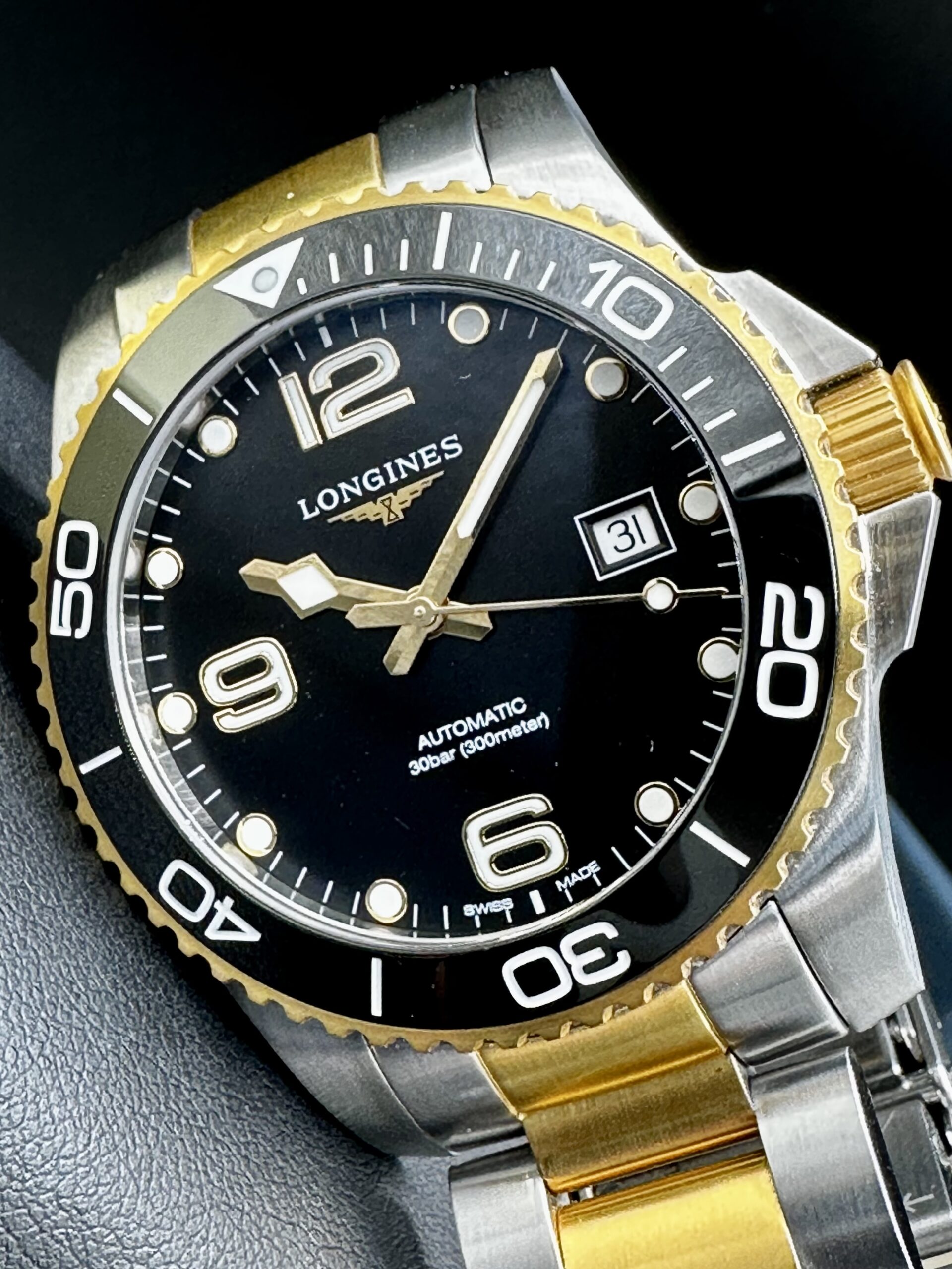 LONGINES HydroConquest 2-Tone Black DIVER 41mm SWISS AUTOMATIC L3.781.3 ...