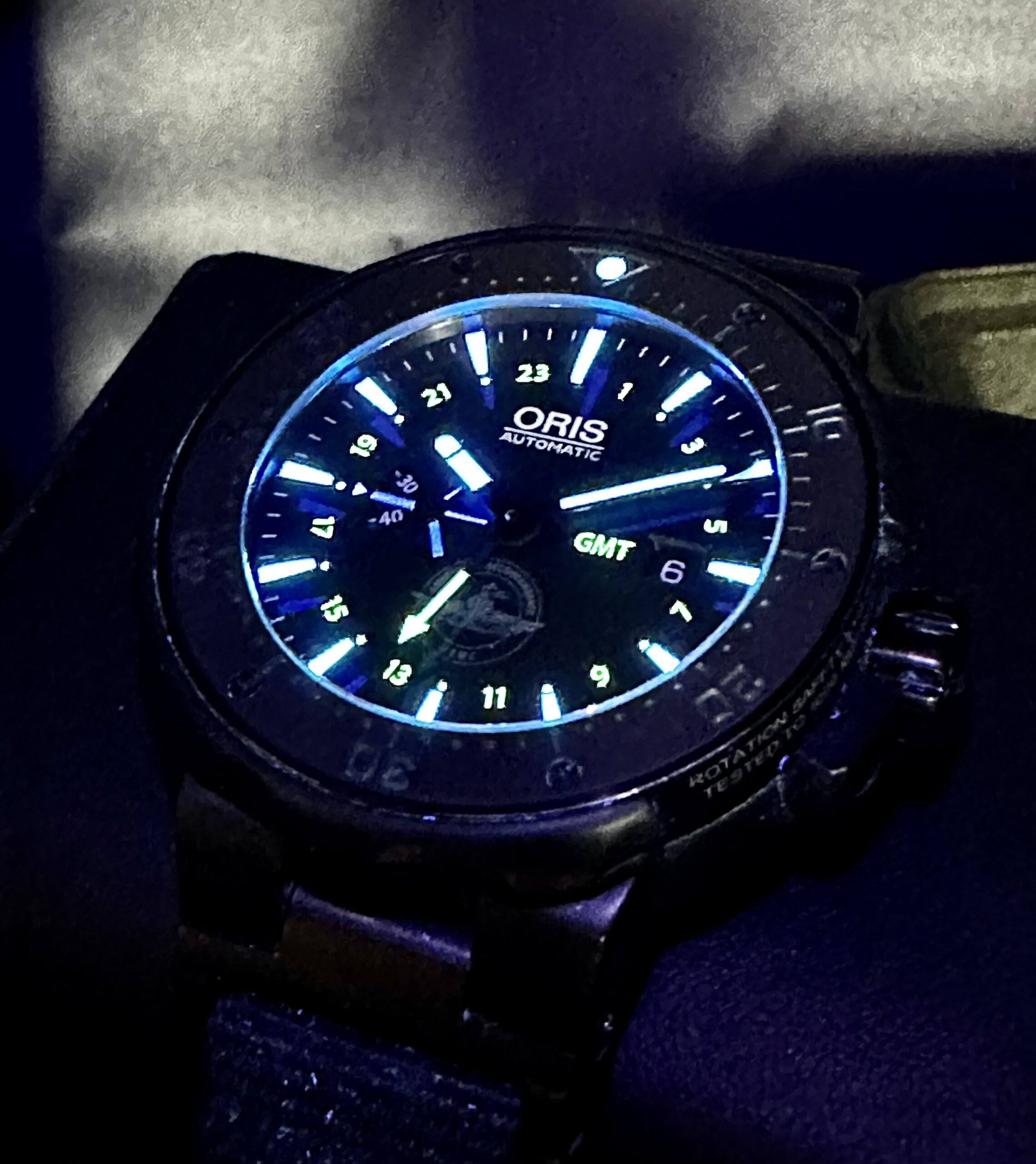 Oris Prodiver Force Recon GMT 49mm Black DLC Titanium 1000m Diver Swiss ...