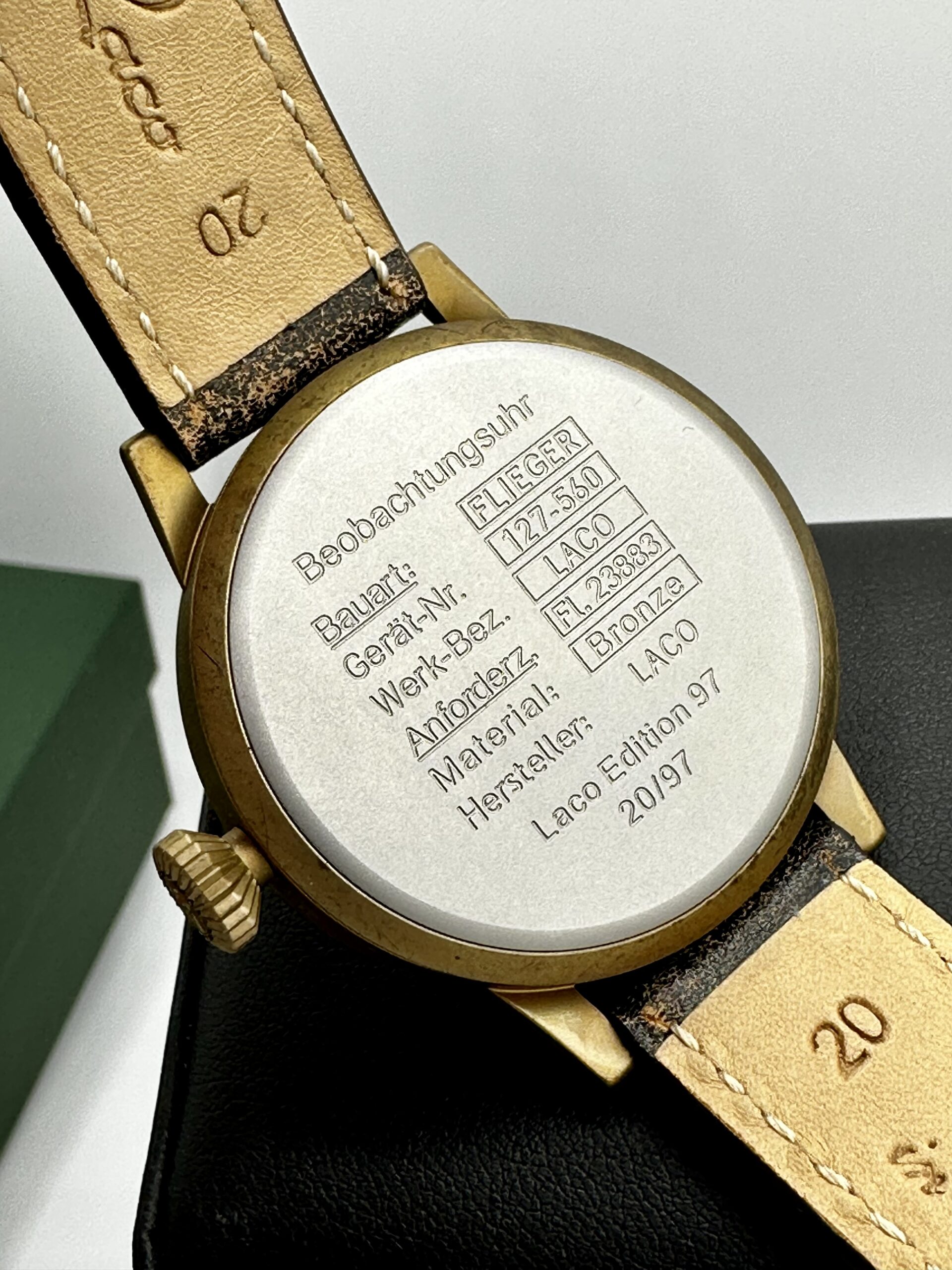 Laco PILOT WATCH ORIGINAL LACO EDITION 97 Bronze 42mm Green Dial ...