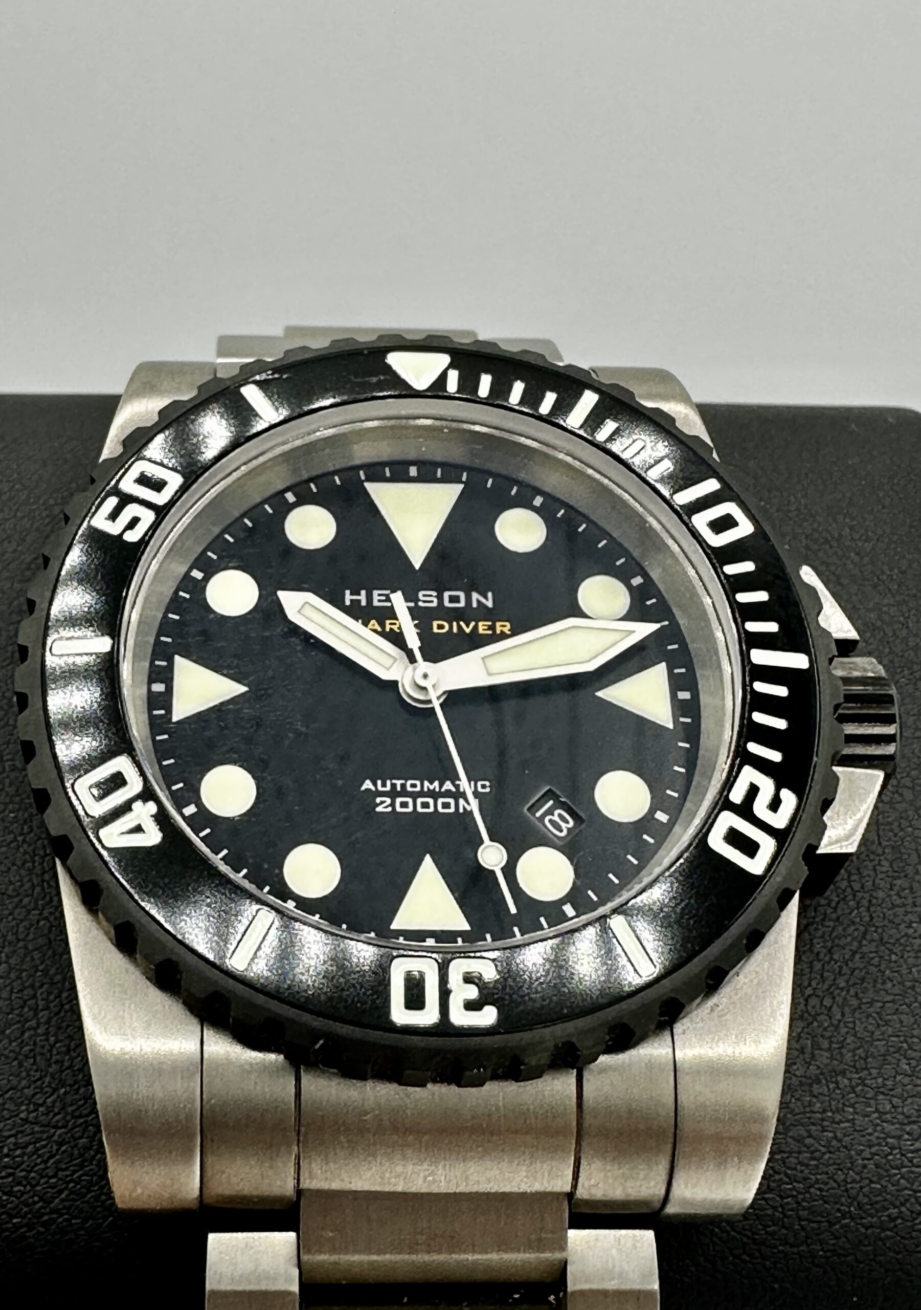 HELSON SHARK DIVER TITANIUM 2000m Black Dial Black Bezel 45mm AUTOMATIC ...