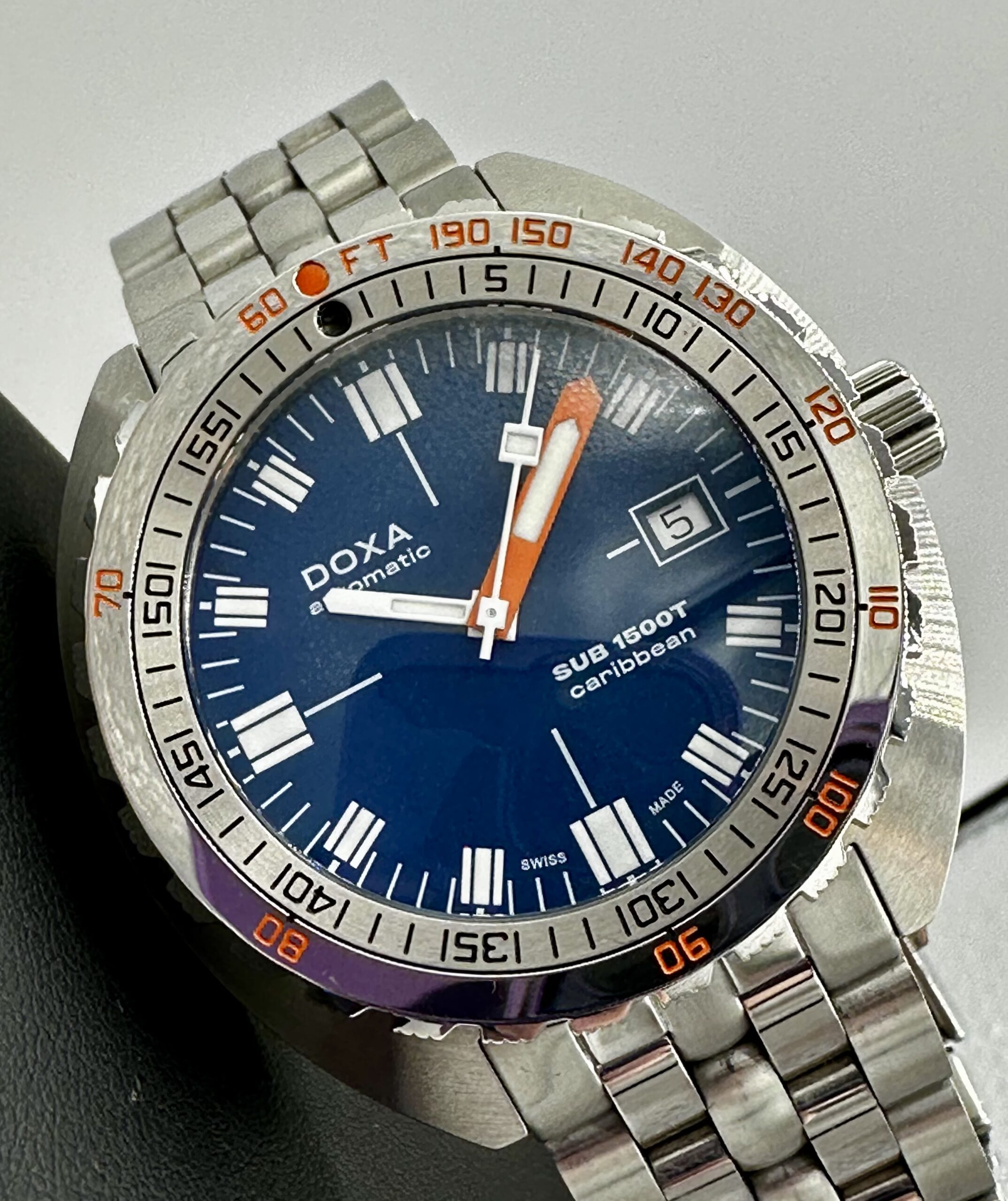 DOXA SUB 1500t Caribbean Blue 45MM SWISS AUTOMATIC 1600m Diver Warranty ...