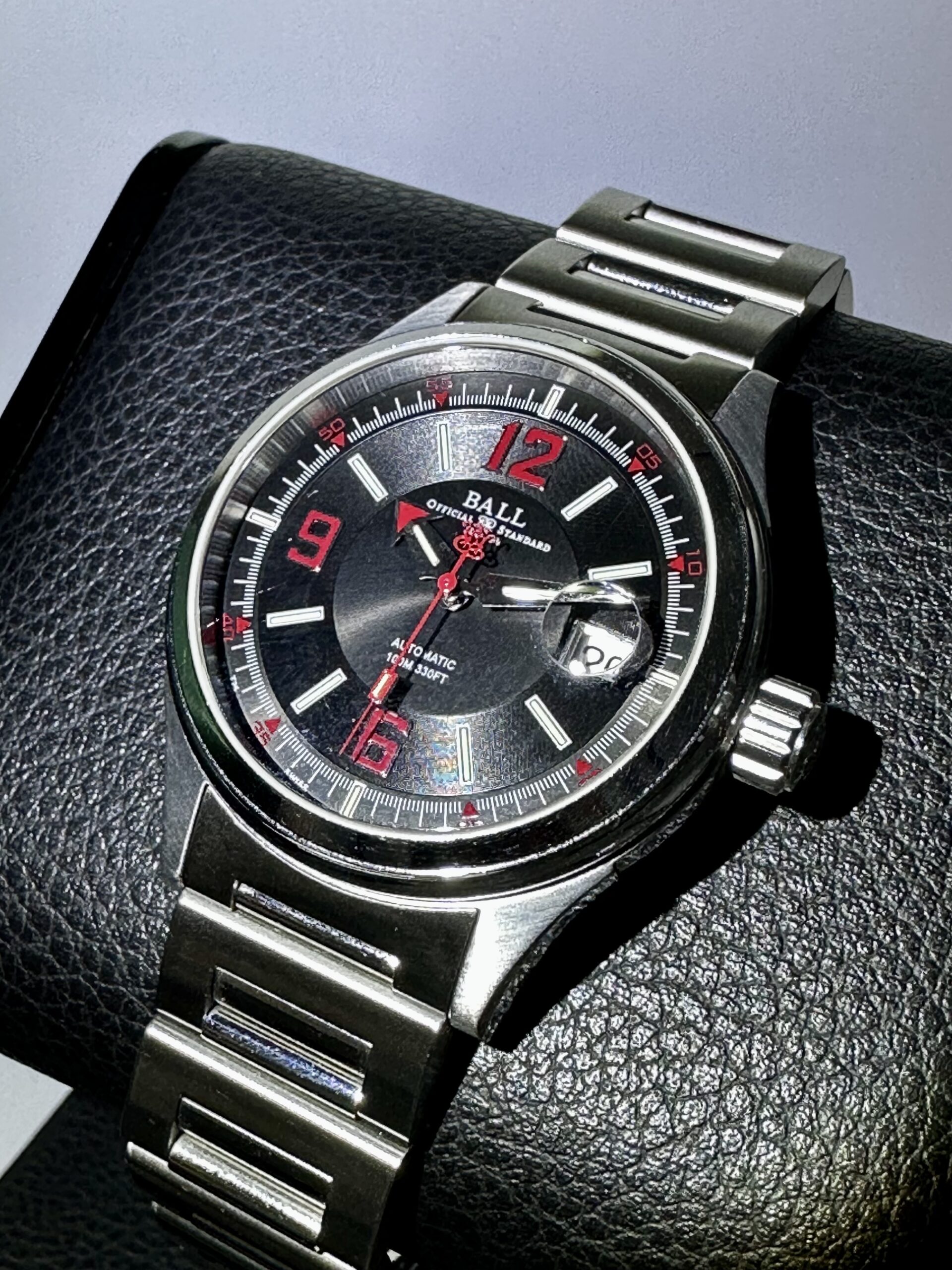 Ball Fireman Racer Black Red 40mm Swiss Automatic Polished Steel 100m ...