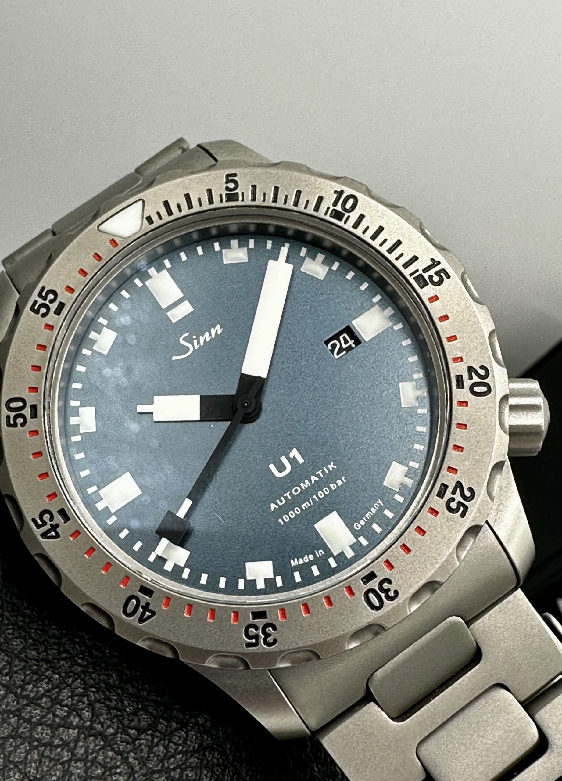 SINN U1 B Blue Dial Fully Tegimented On H-Link Bracelet & Blue Rubber Strap 44mm - The Sutor House