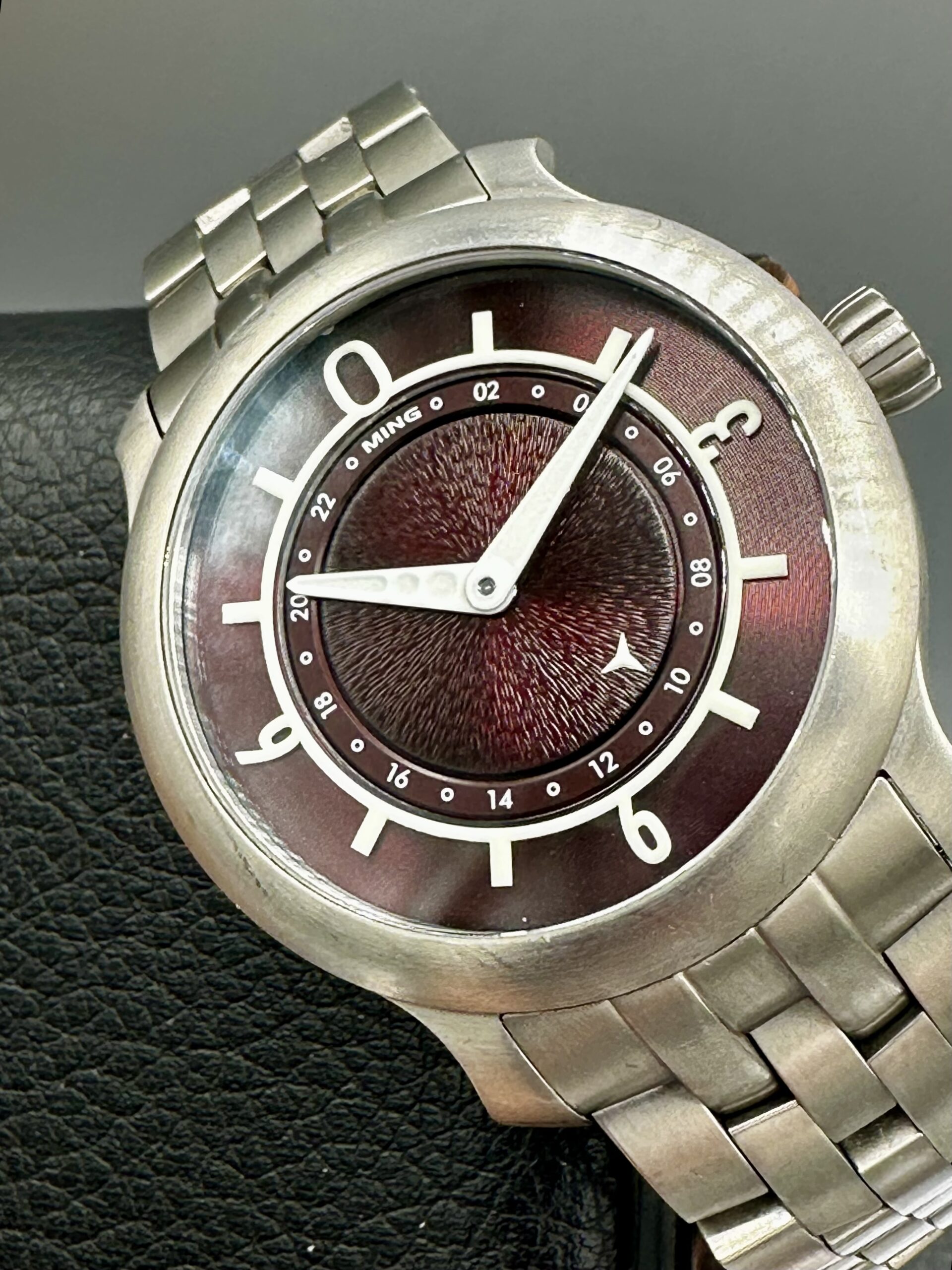 Ming 17.03 Swiss Automatic GMT Burgundy Dial 2 Straps & Titanium ...