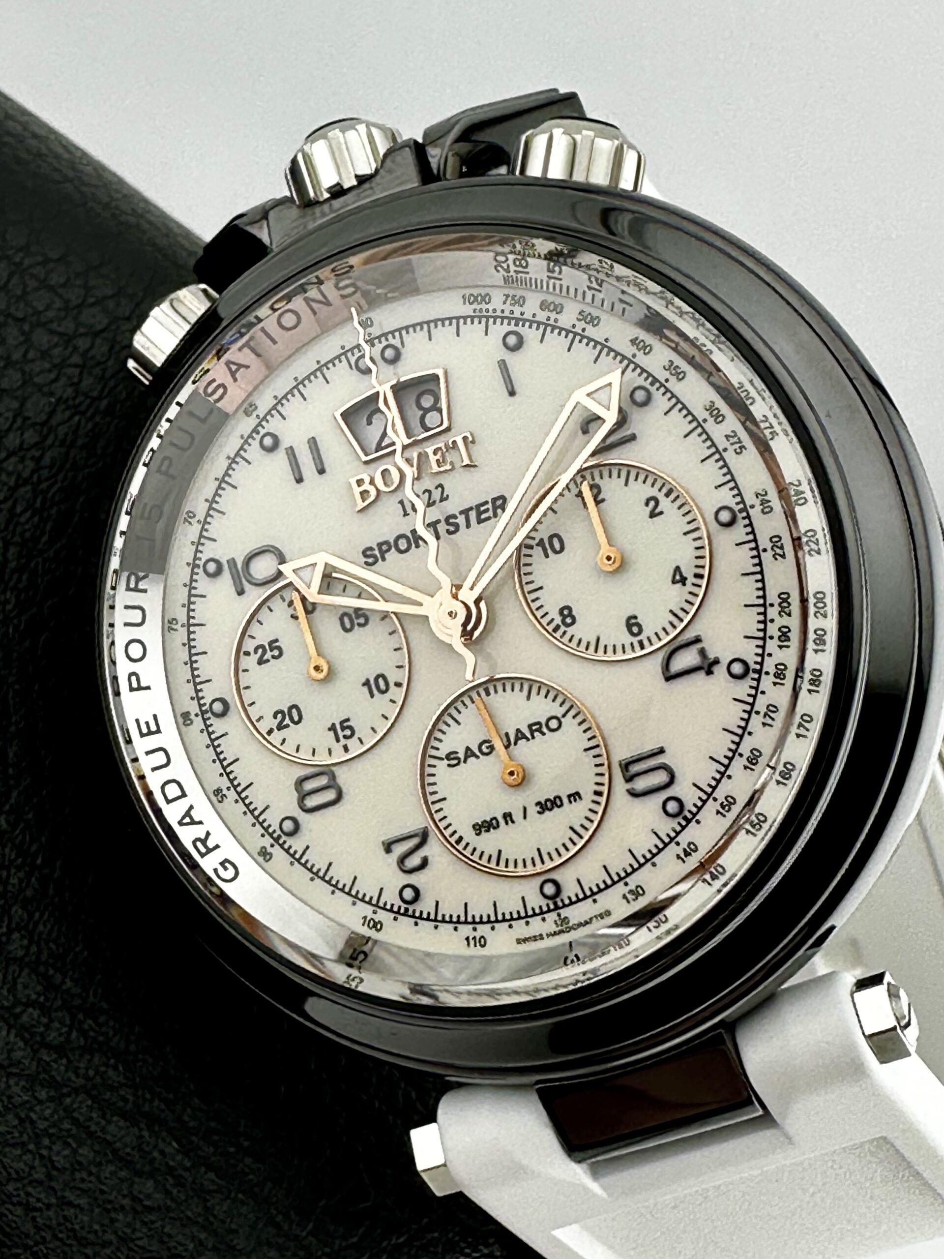 BOVET Sportster 46 SP0486 Black DLC Steel Ivory Lacquered Dial BRAND ...